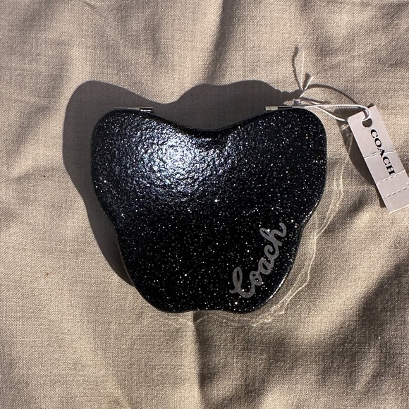 Coach | Makeup | Coach Black Sparkling Double Sided Mirror Nwt | Poshmark